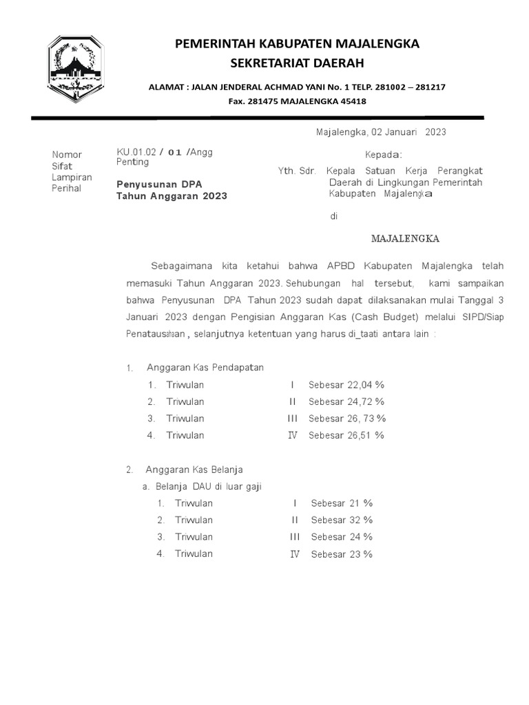 Pedoman Penyusunan Dokumen Penganggaran Tahun 2023 | PDF