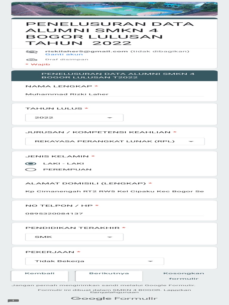 Penelusuran Data Alumni SMKN 4 Bogor Lulusan Tahun 2022 | PDF