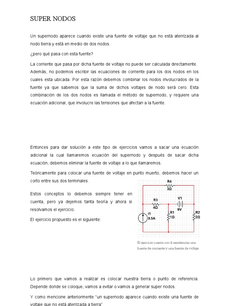 Análisis de Supernodos en Circuitos | PDF | voltaje | Resistencia ...