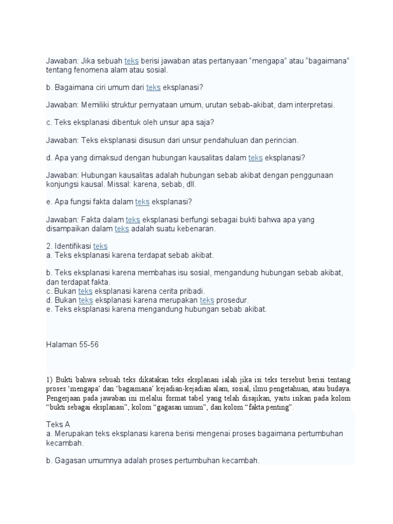 Jawaban Teks Ekplanasi Halaman 51-52 | PDF