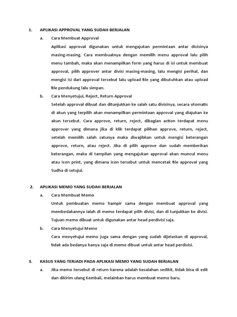 Aplikasi Approval & Memo | PDF