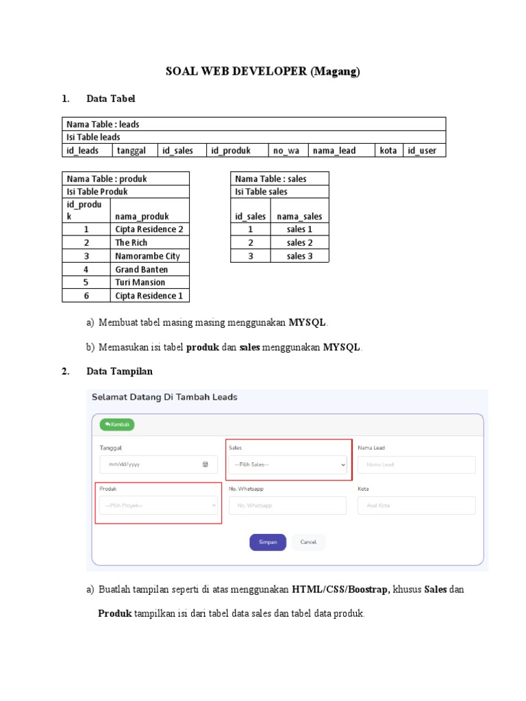 Soal Web Developer | PDF