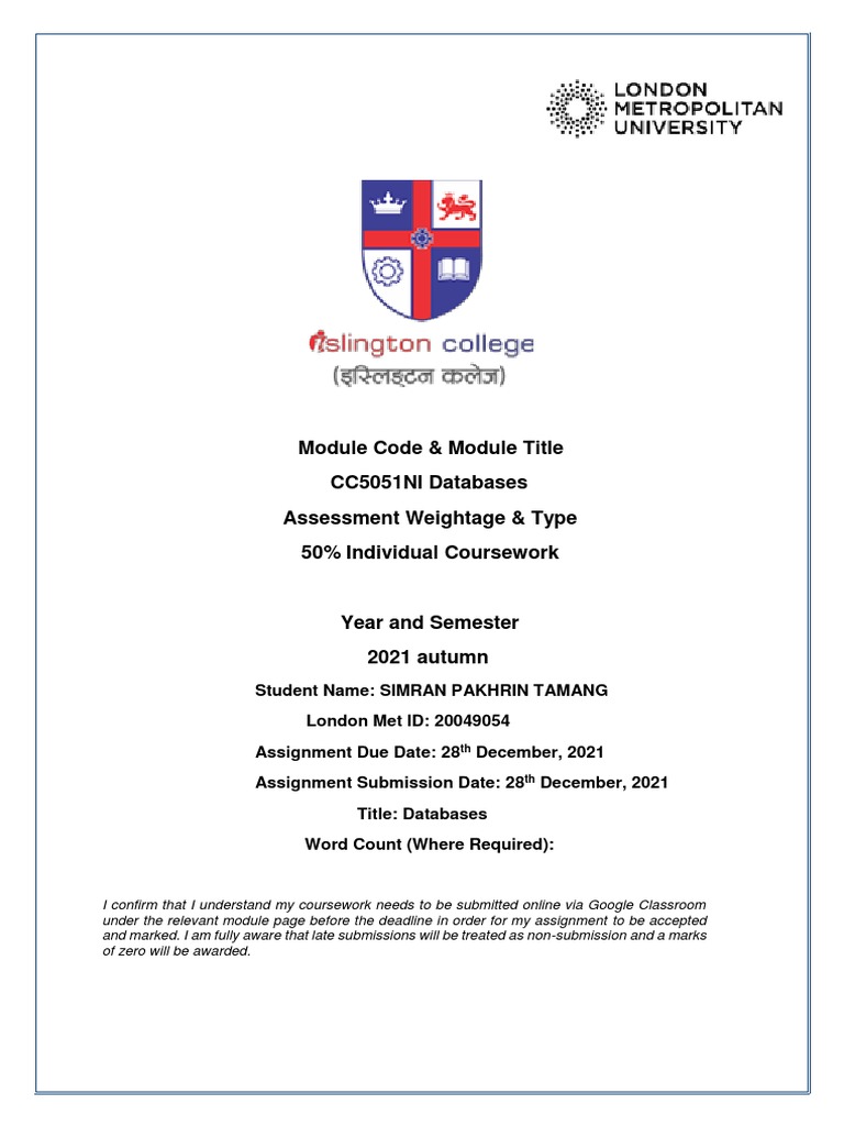 Database Module Assignment | PDF | Databases | Information Retrieval