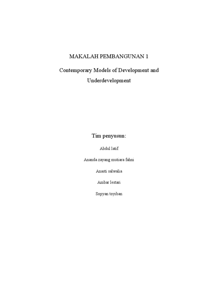 Contemporary Models of Development and Underdevelopment | PDF