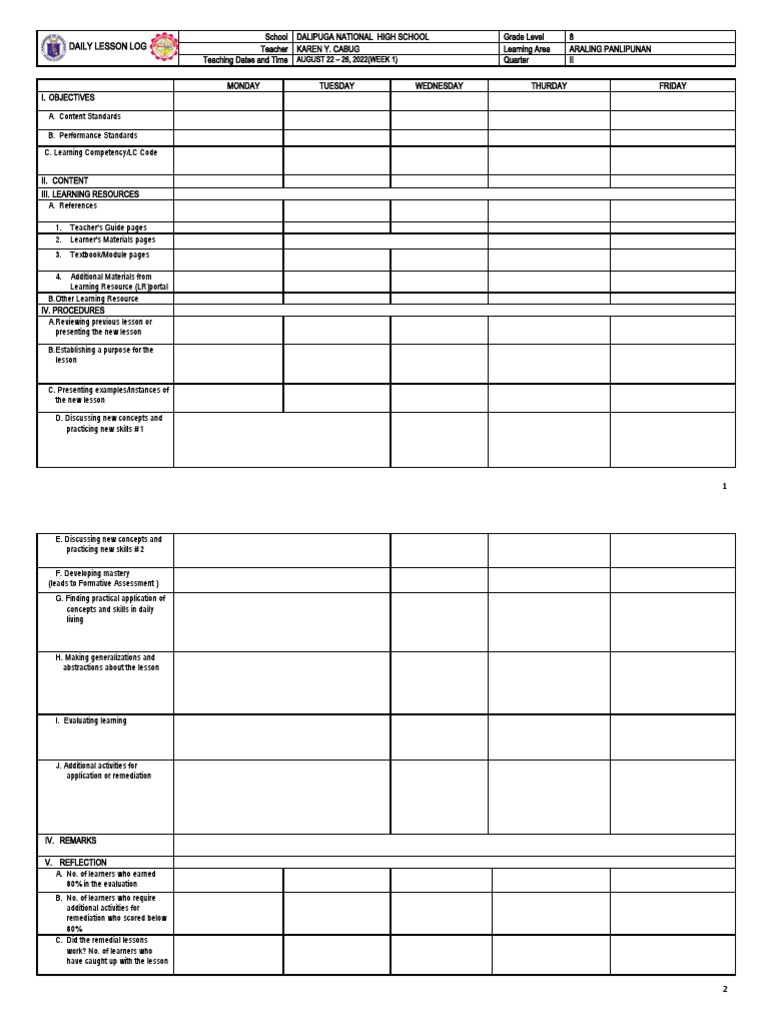 Dll-Ap 8 | PDF | Learning | Teachers