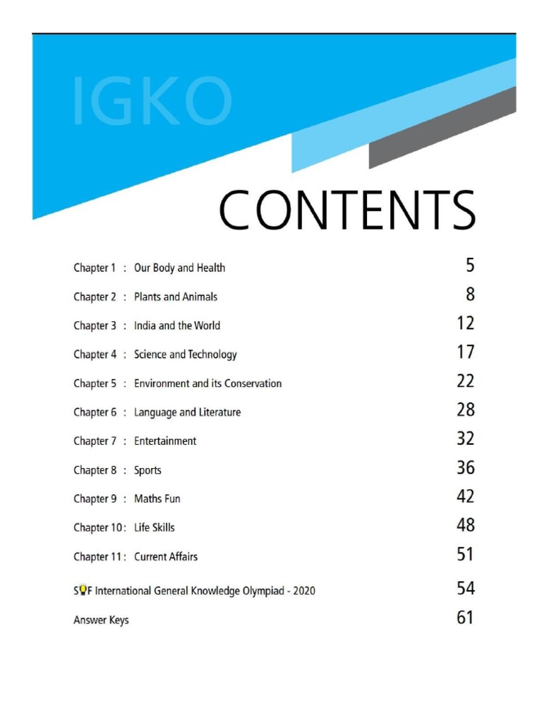 IGKO Grade 4 Sample Questions | PDF