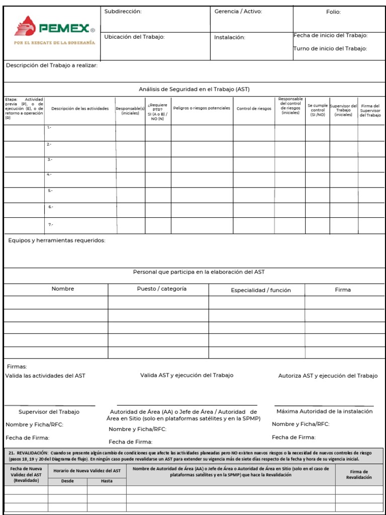 Formato AST 2022 | PDF