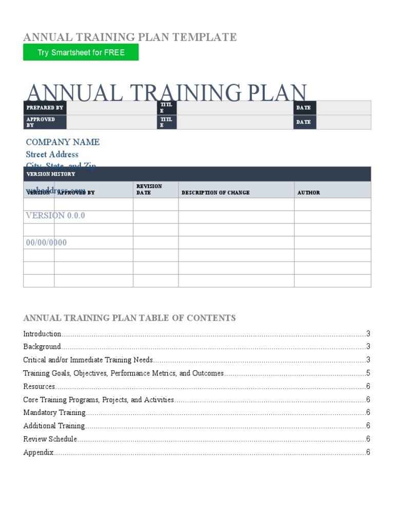 Annual Training Plan | PDF | Performance Indicator | Goal