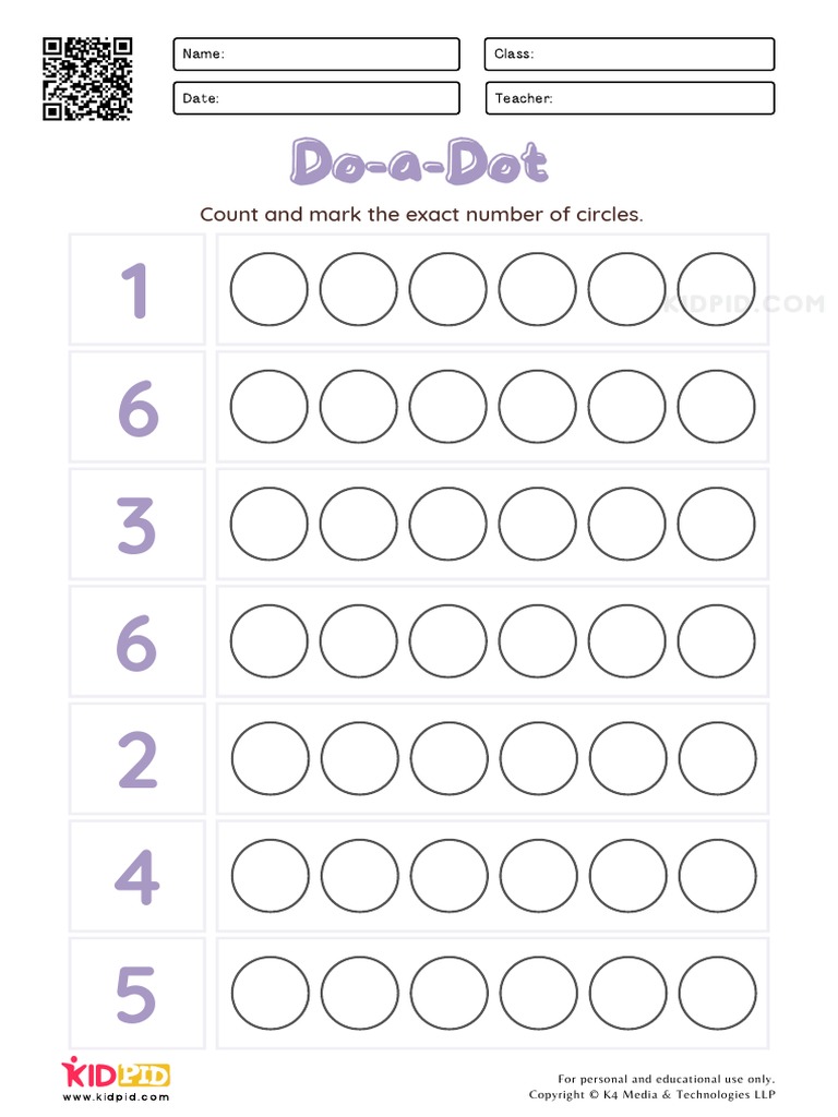 Do A Dot Counting Worksheets For Kids | PDF