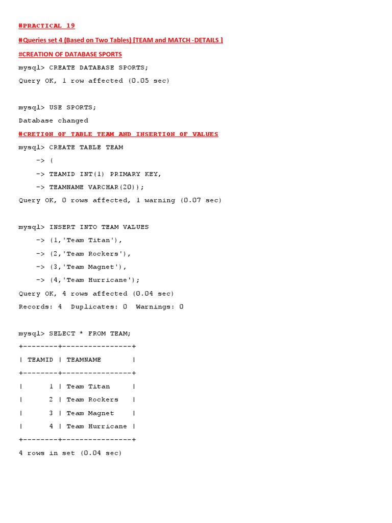Queries on Sports Database Tables: Renaming Fields and Tables While ...