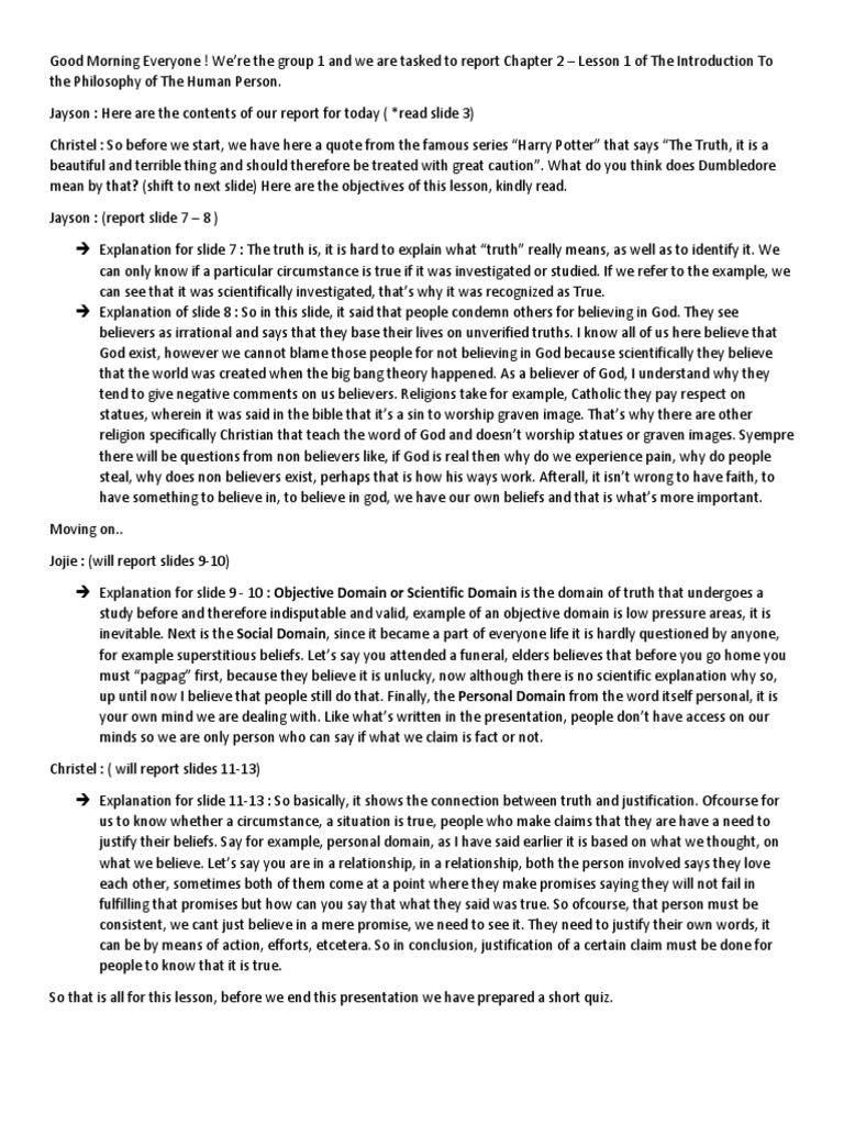 Explanation | PDF | Truth | God