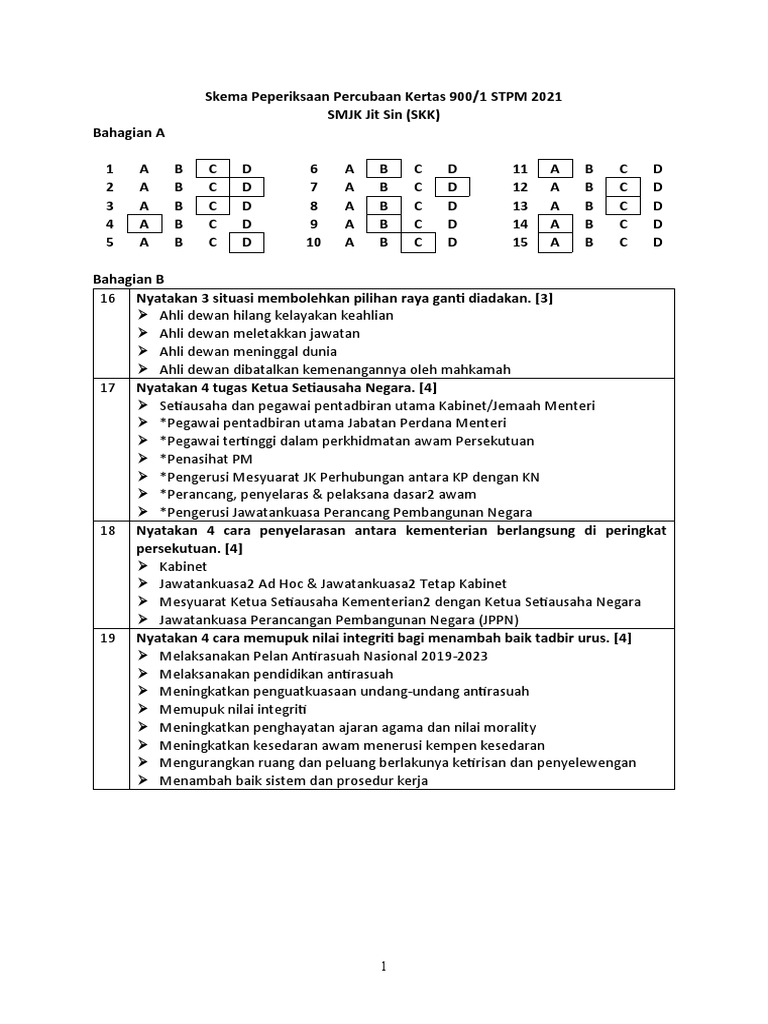 Skema - SMJK Jit Sin | PDF