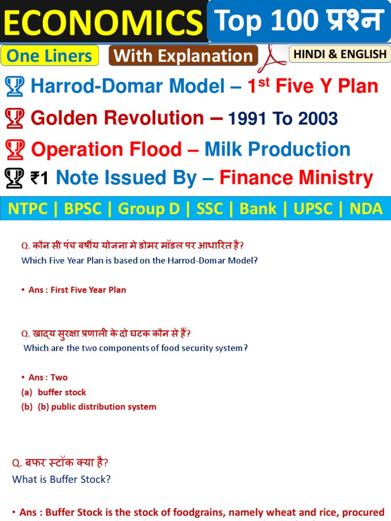 Economics (Top 100 Questions) | PDF