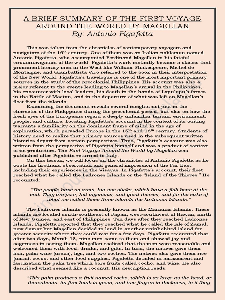 A Brief Summary of The First Voyage Around The World by Magellan | PDF | Mariana Islands