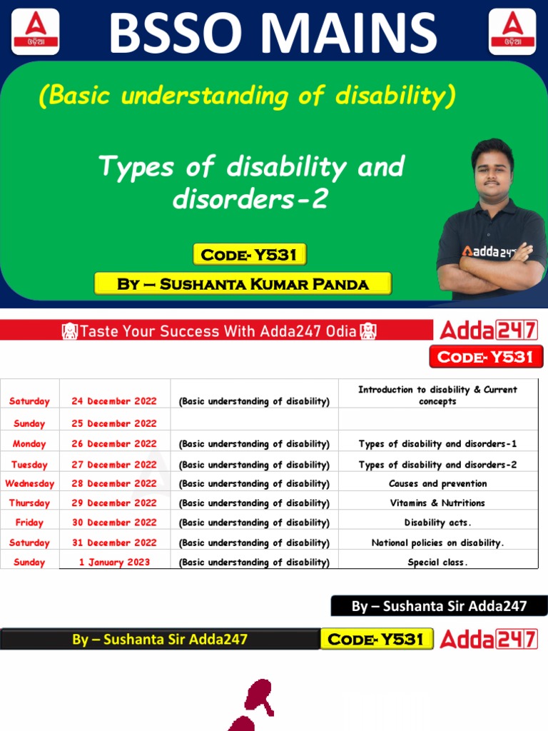 Types of Disability and Disorders-1&2 | PDF | Visual Impairment ...