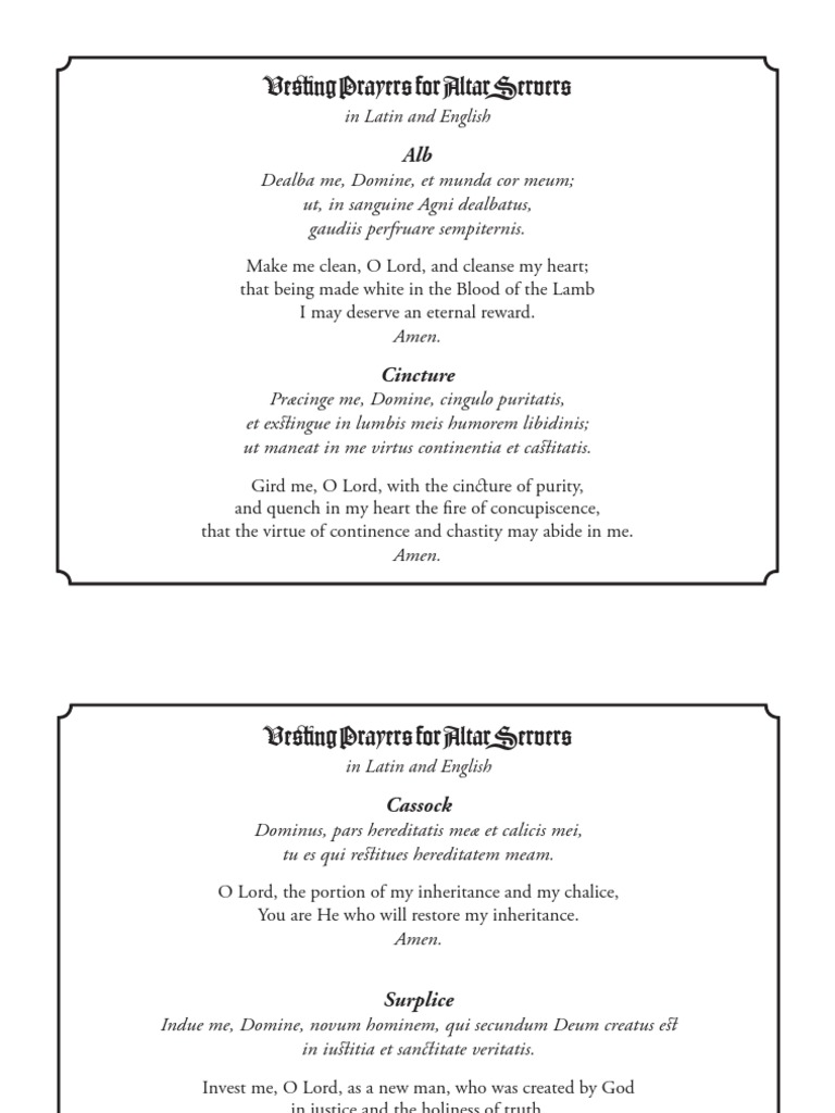 Vesting Prayers - Altar Servers - Two Signs | PDF
