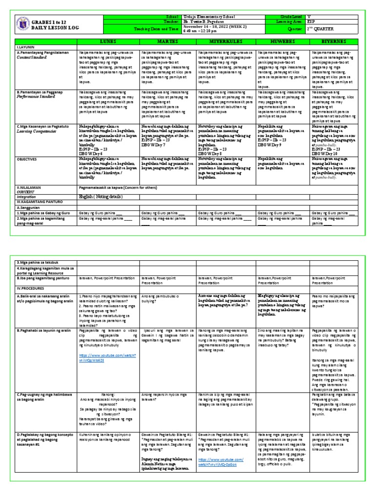 DLL - Esp 5 - Q2 - W2 | PDF