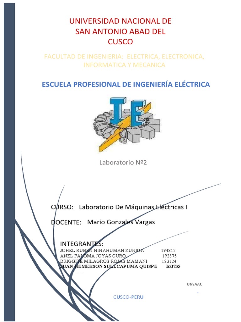 Laboratorio 2 Maquinas Elec 1 | PDF | Inductor | Corriente eléctrica