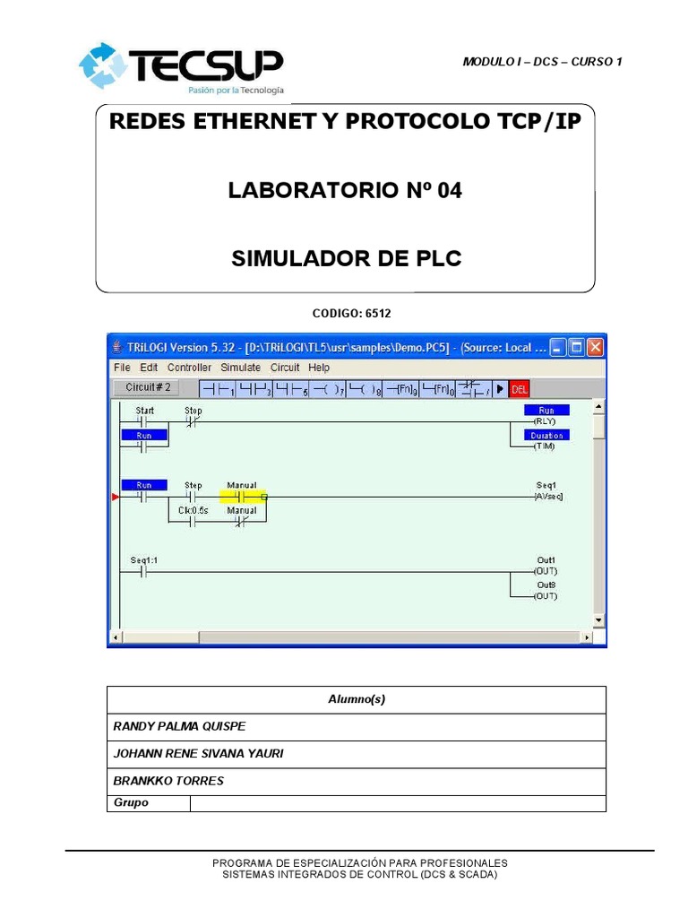 2014 - Laboratorio-04-Dcs-redes Ethernet Tcpip - Simulador PLC - 1 | PDF | Scada | Protocolos de ...