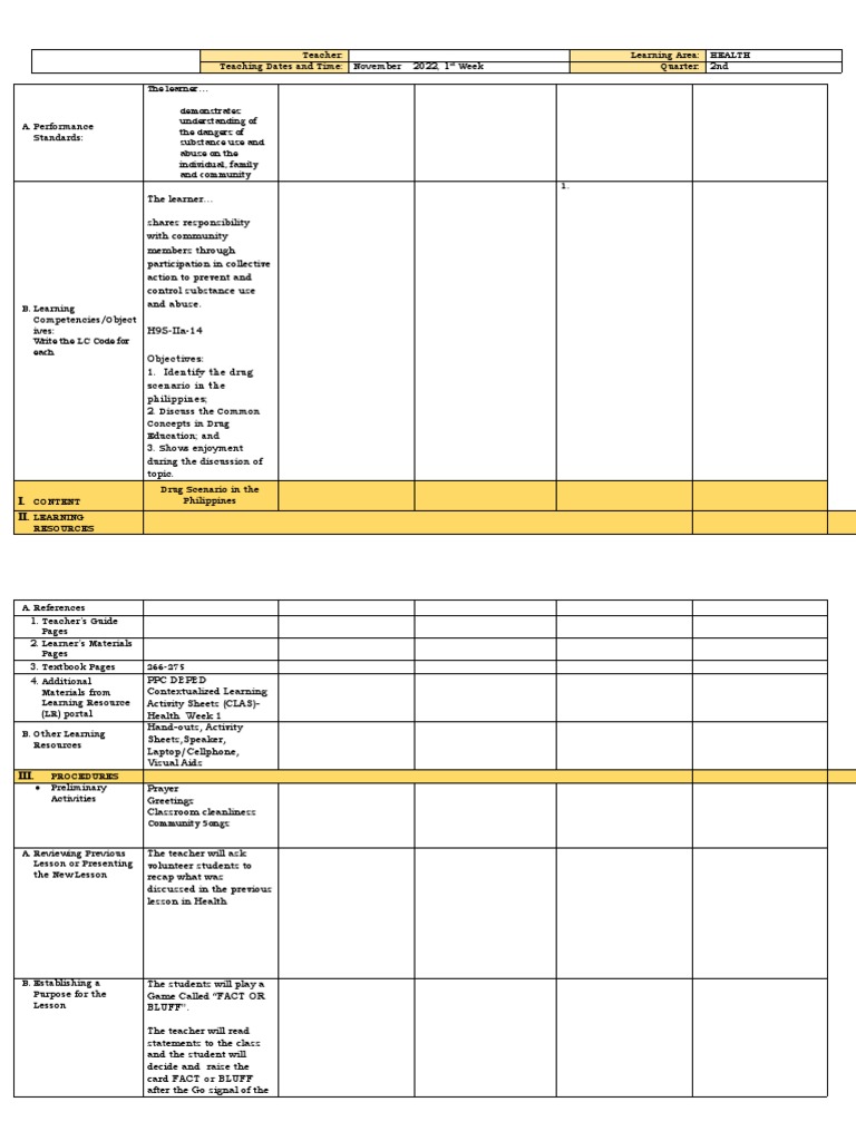 2nd Quarter Health Week 1 | PDF | Teachers | Cognition