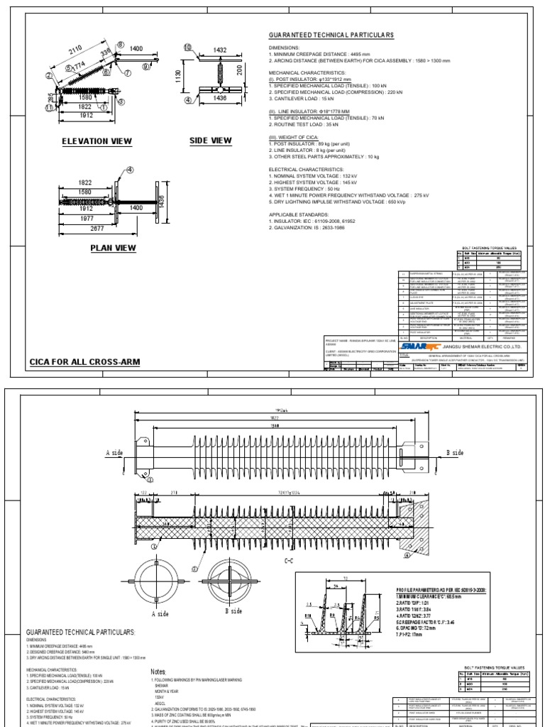 132kV CICA Insulator Specifications | PDF | Insulator (Electricity ...