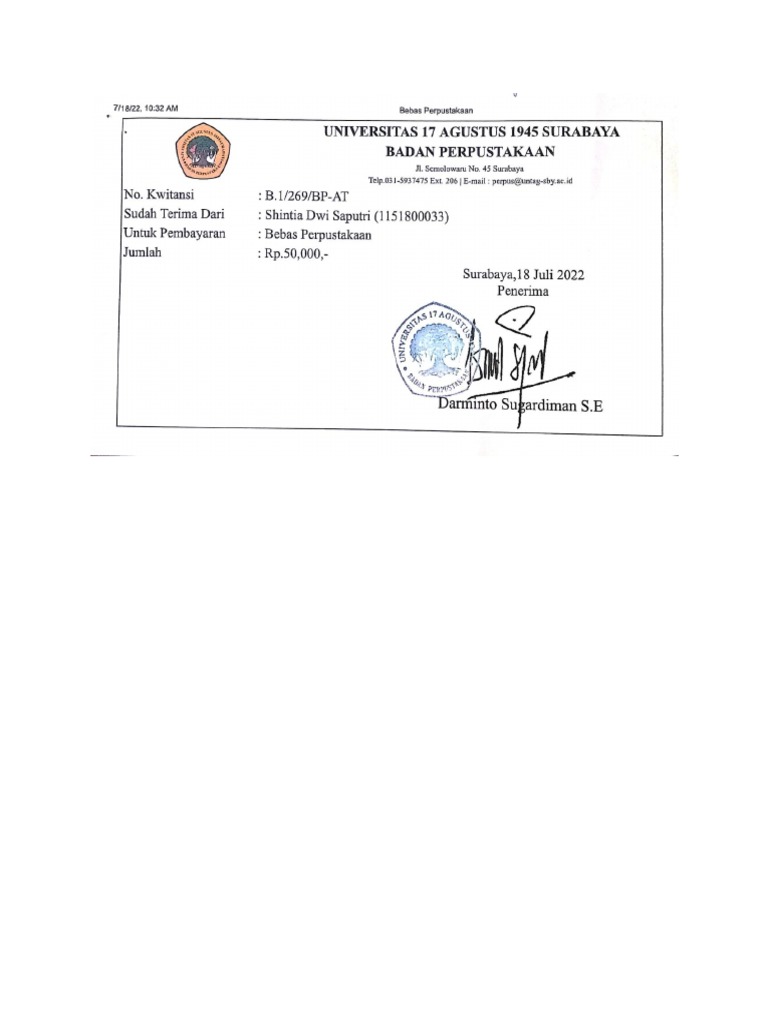 Bukti Transfer Perpus | PDF