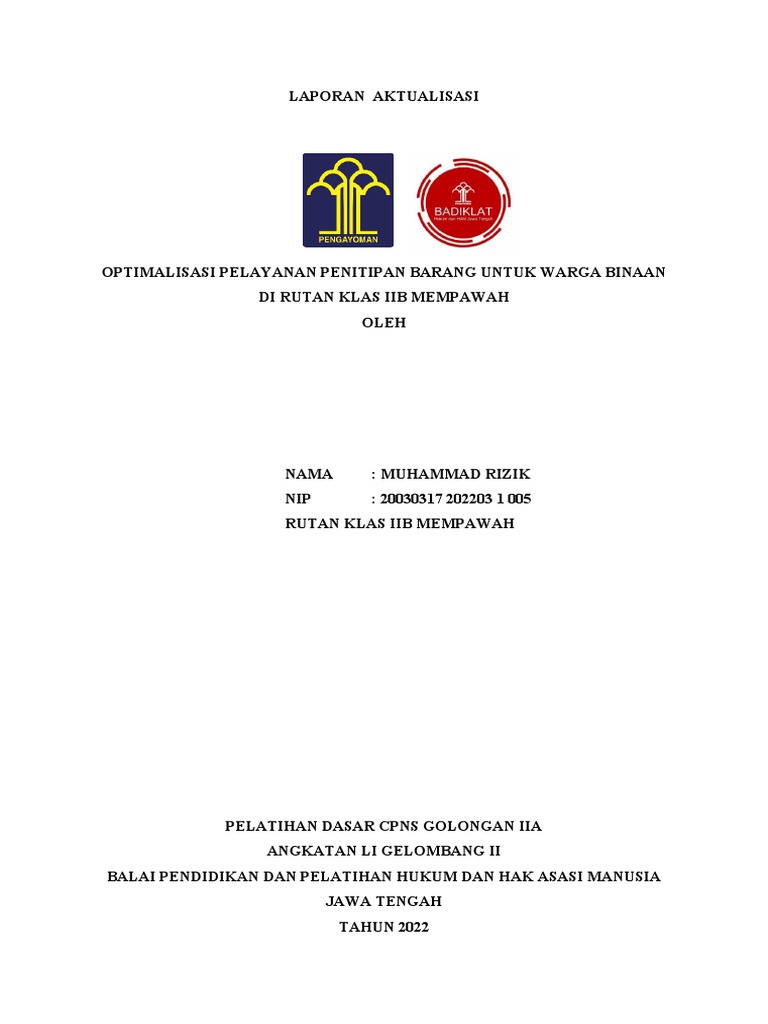 Optimalisasi Layanan Rutan Mempawah | PDF