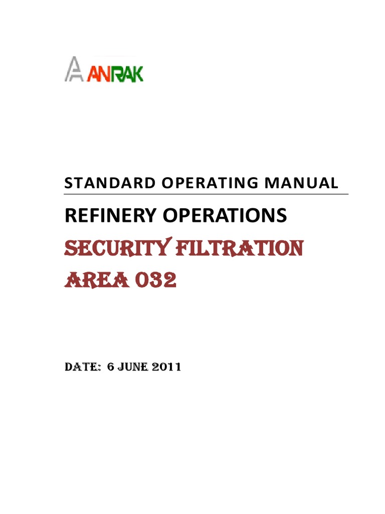 Security Filtration Standard Operating Manual | PDF | Filtration | Pump