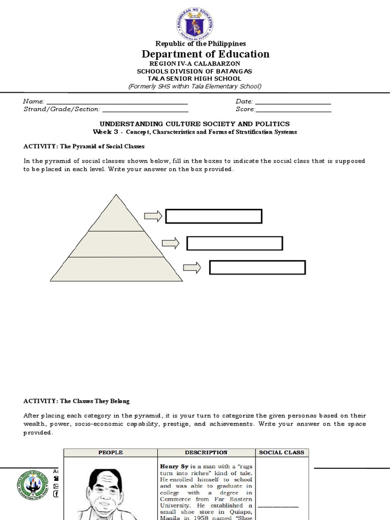 Activity Sheets Week 3 UCSP | PDF | Social Inequality | Discrimination ...