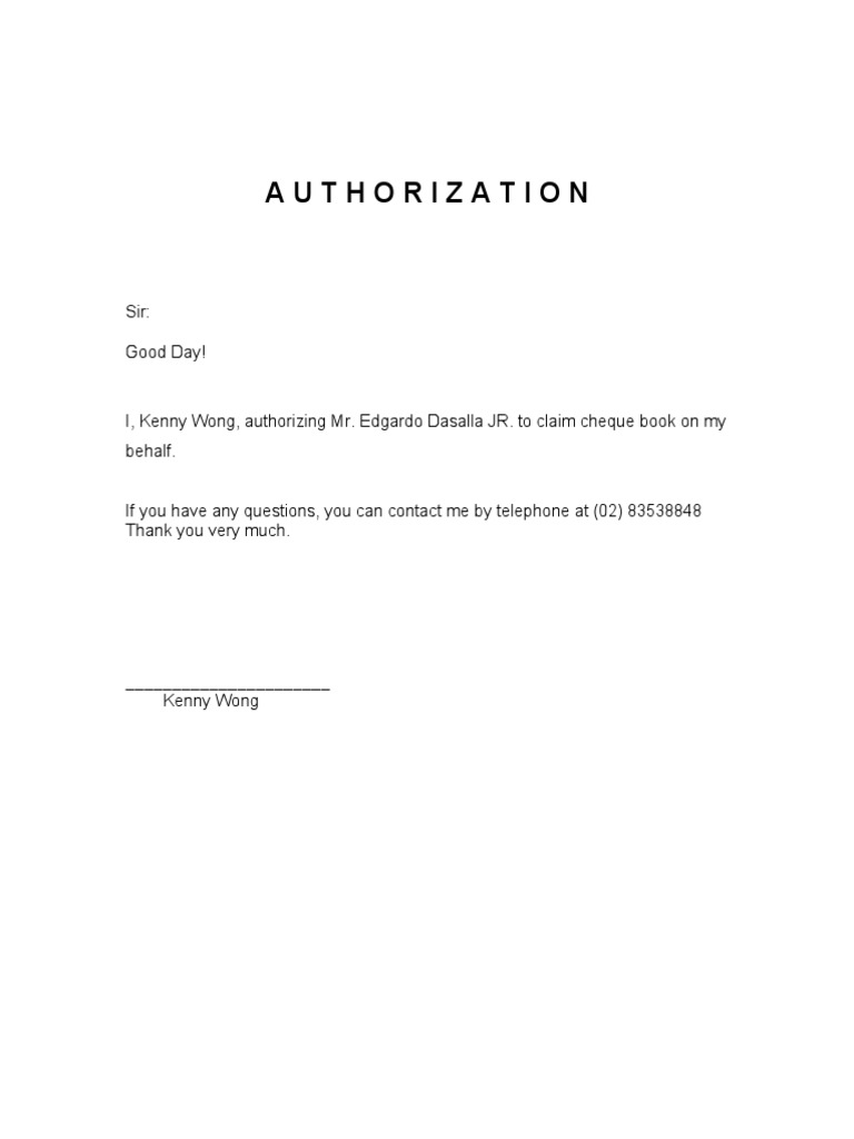 Authorization Letter (Bank) | PDF