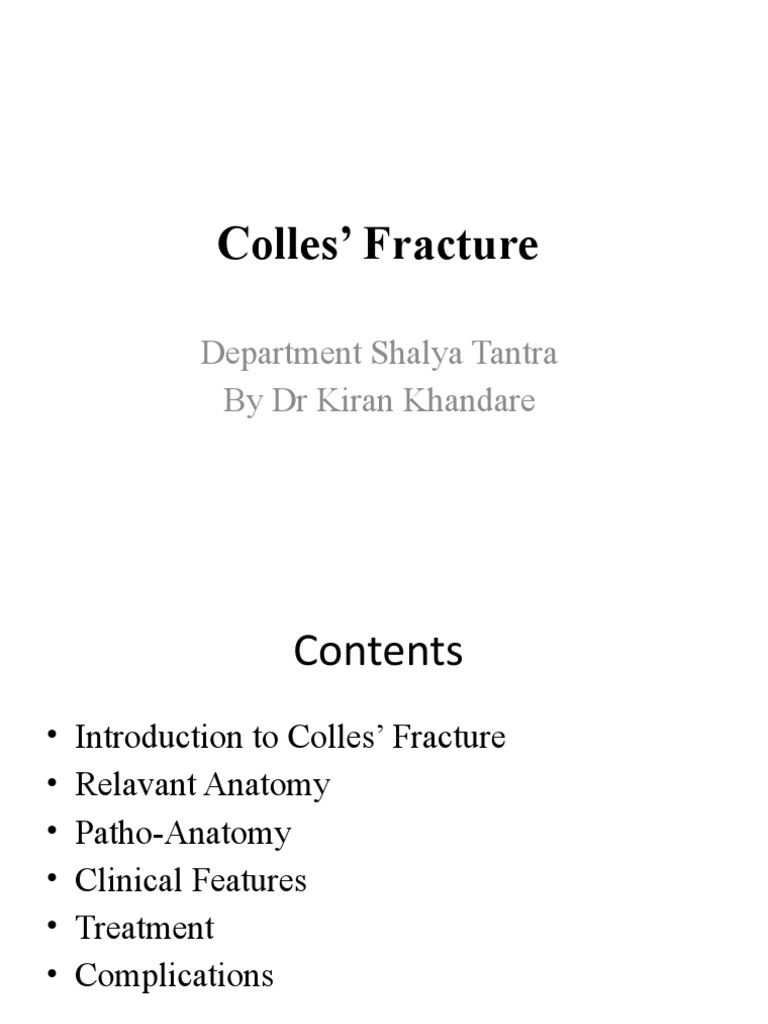 Colles' Fracture | PDF | Elbow | Hand