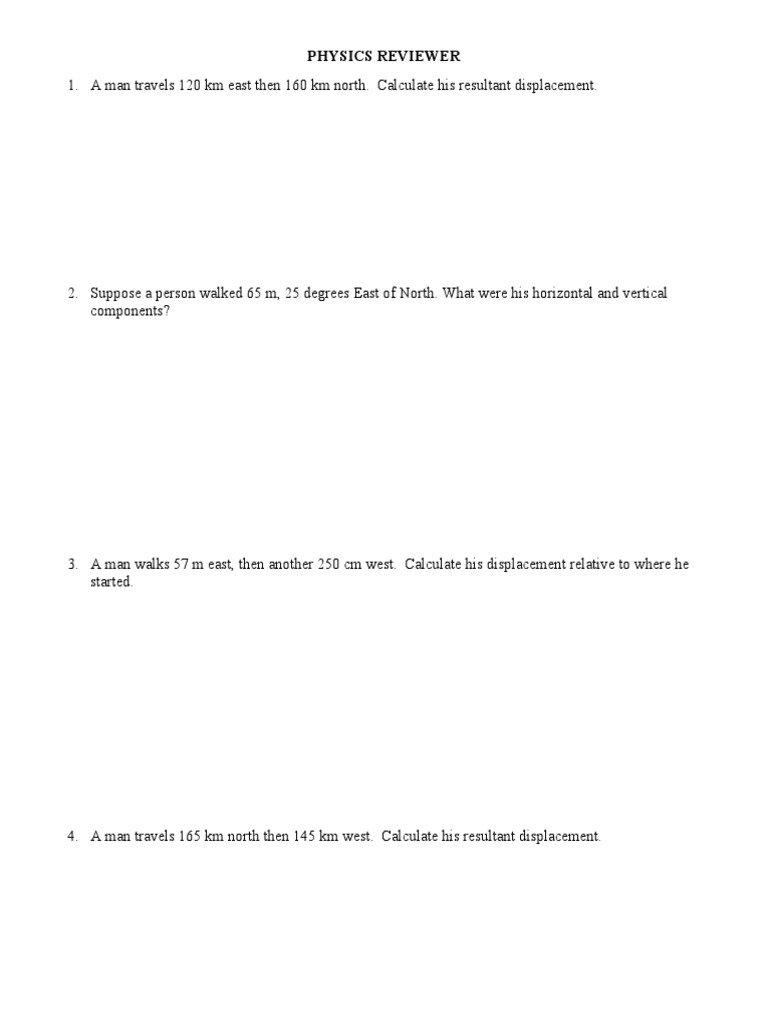 Physics 10 Reviewer Question Sheet | PDF | Speed | Acceleration
