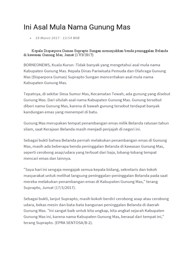 Cerita Gunung Mas | PDF