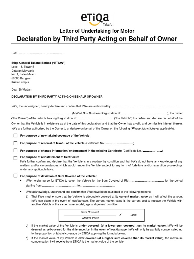 Motor Insurance Third-Party Declaration | PDF | Justice | Crime & Violence