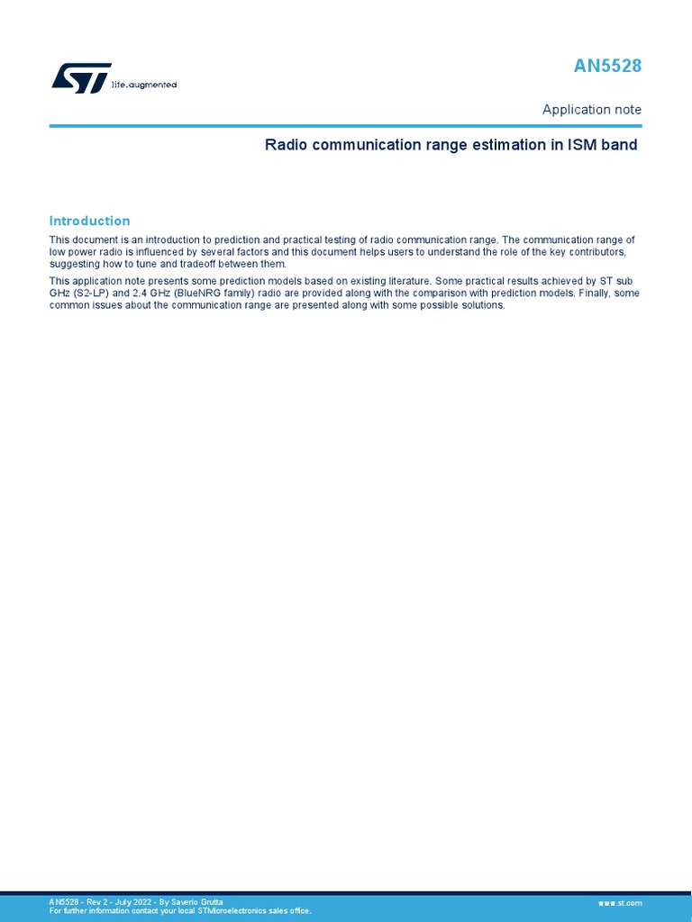 An5528 Radio Communication Range Estimation in Ism Band ...