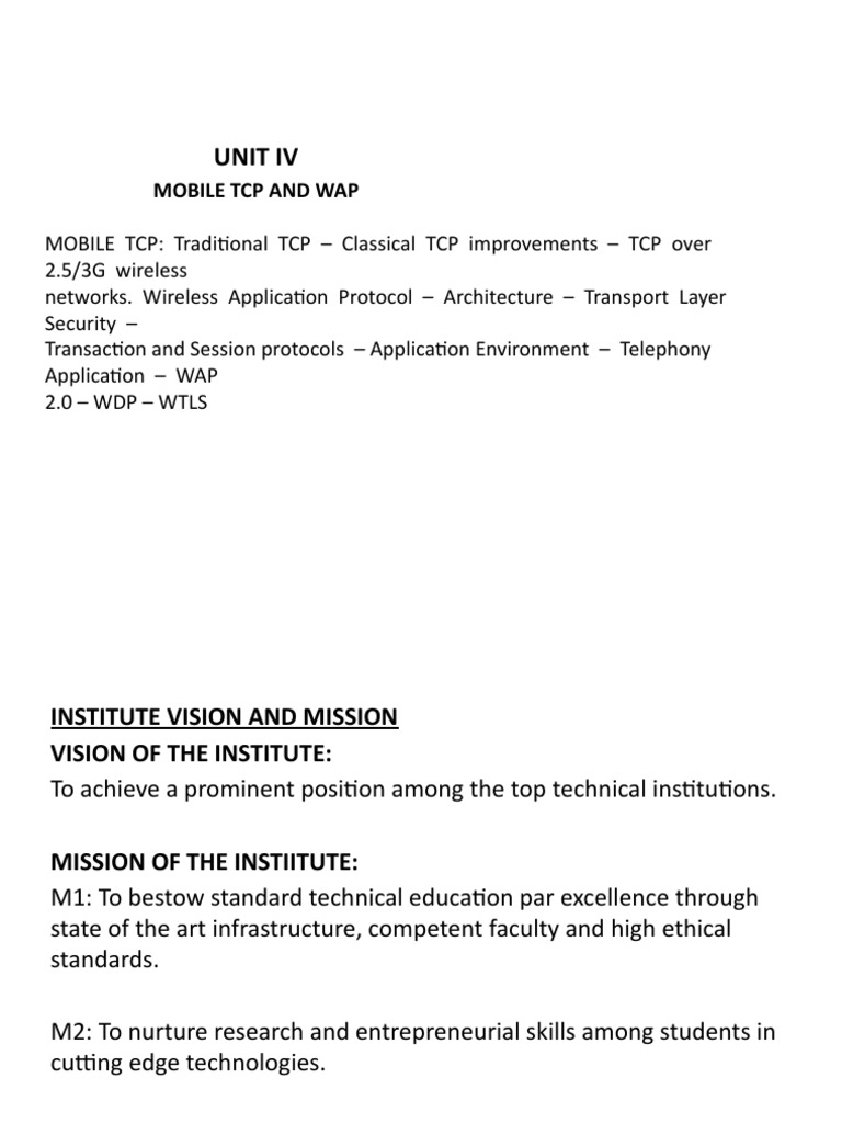 Mobile TCP and Wireless Application Protocol: An Overview of Transport ...