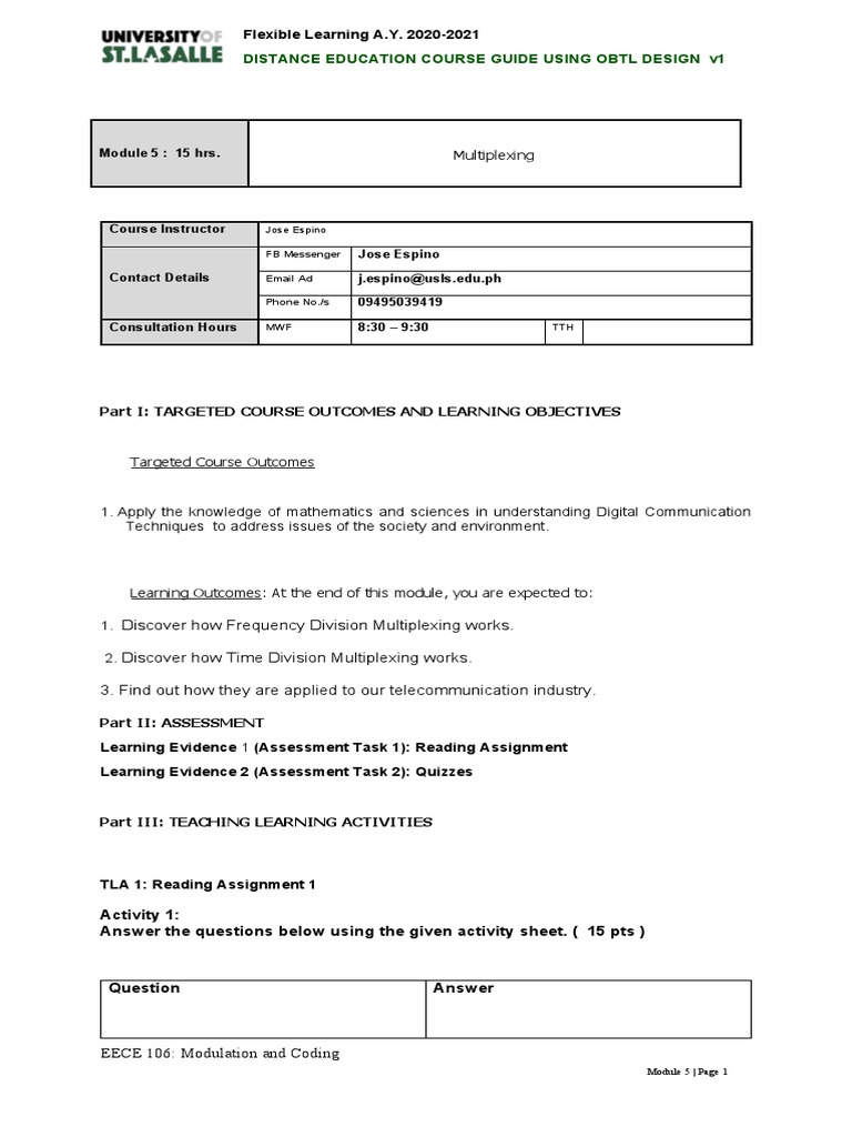 Modulation and Coding - Module 5 | PDF | Multiplexing | Communication