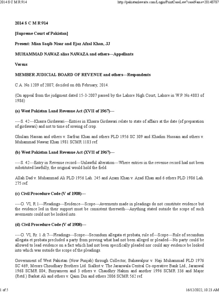 2014 S C M R 914 | PDF | Judgment (Law) | Lawsuit