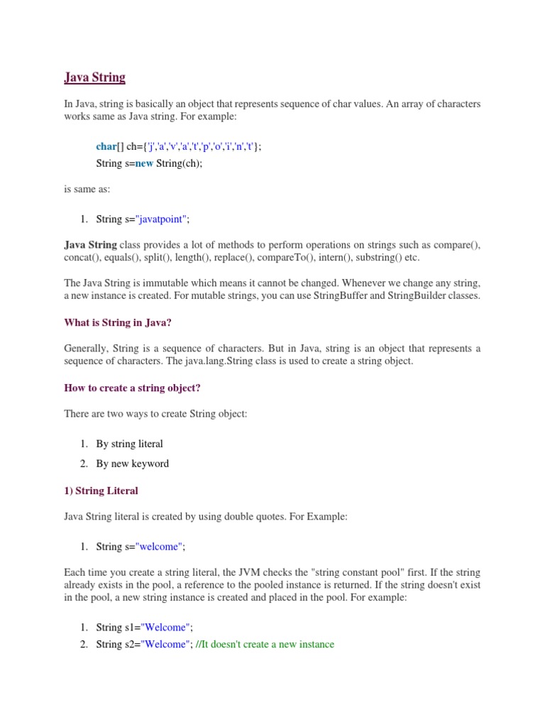 String in Java | PDF | Method (Computer Programming) | String (Computer Science)