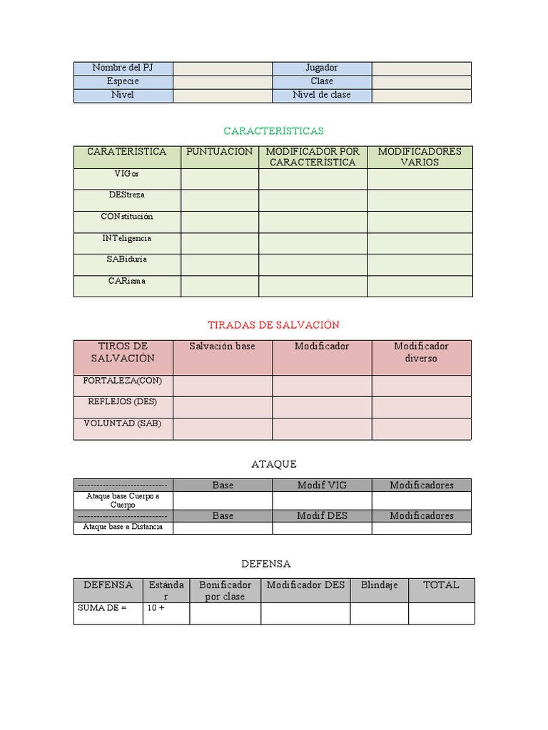Hoja de Personaje | PDF