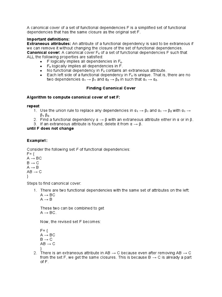 Canonical Cover | Download Free PDF | Mathematics | Mathematical Logic