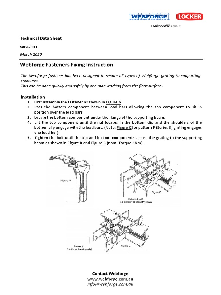 Wfa 003 Webforge Fasteners Fixing Instructions V1 Pdf