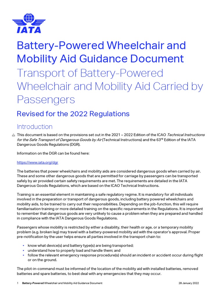 Battery-Powered Mobility Aid Transport Guide | PDF