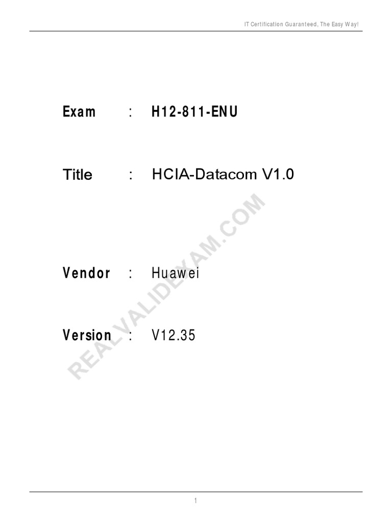 Huawei Datacom Exam Guide | PDF | Computer Network | Internet Protocols