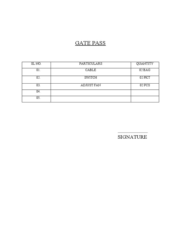 Gate Pass | PDF