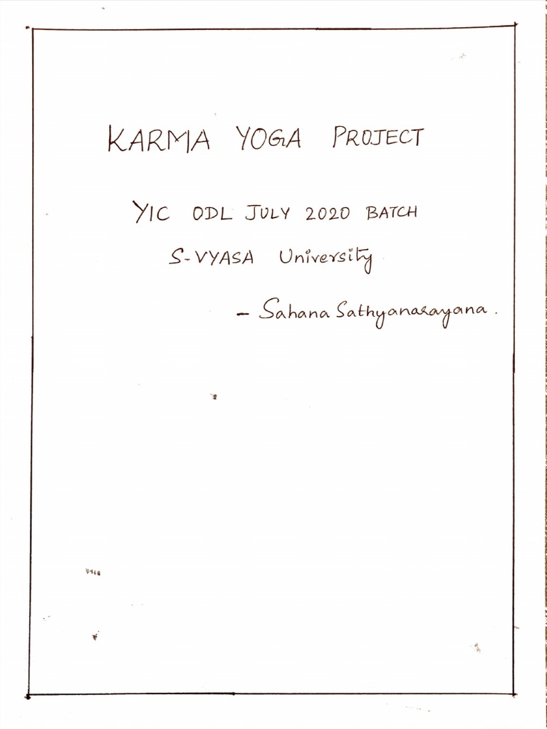 Karma Yoga Project - Sahana | PDF