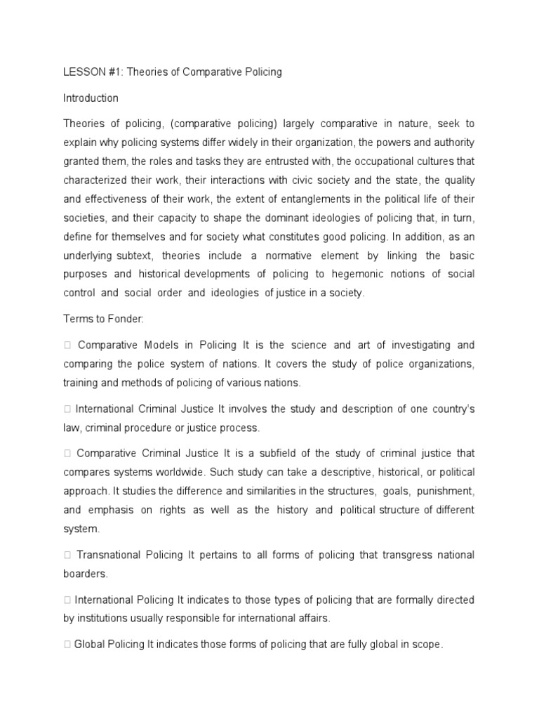 Comparative Models in Policing - Introductory Part | PDF | Police | Crimes