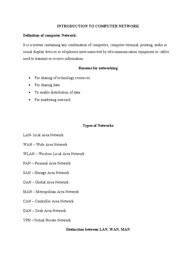 Introduction To Computer Network | PDF | Computer Network | Information ...