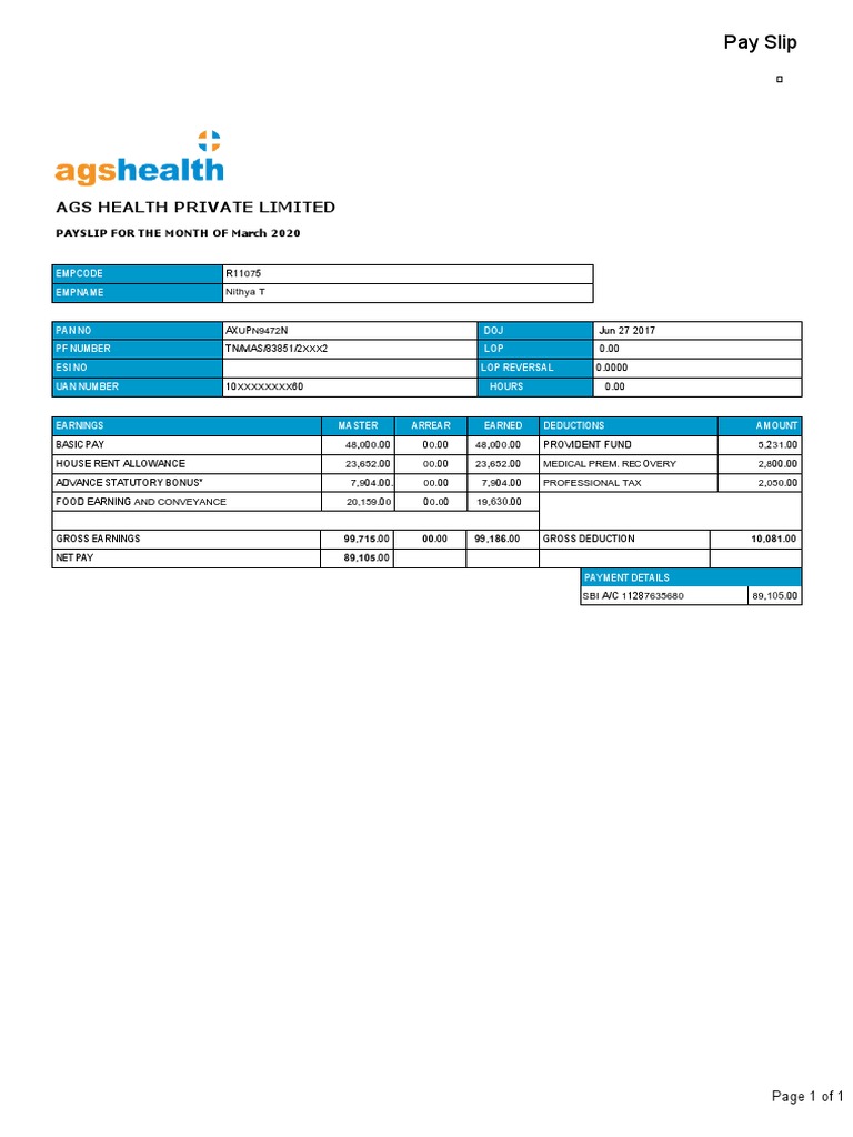 Ags Payslip-March2020 | PDF