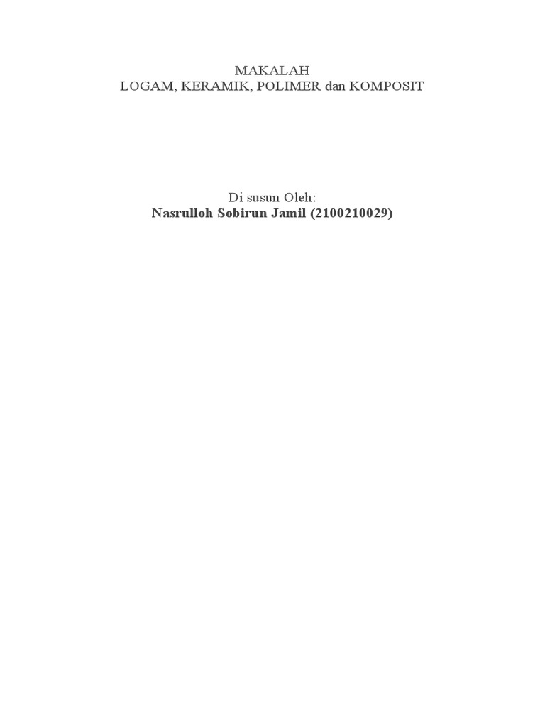 Makalah Logam, Keramik, Poliner | PDF